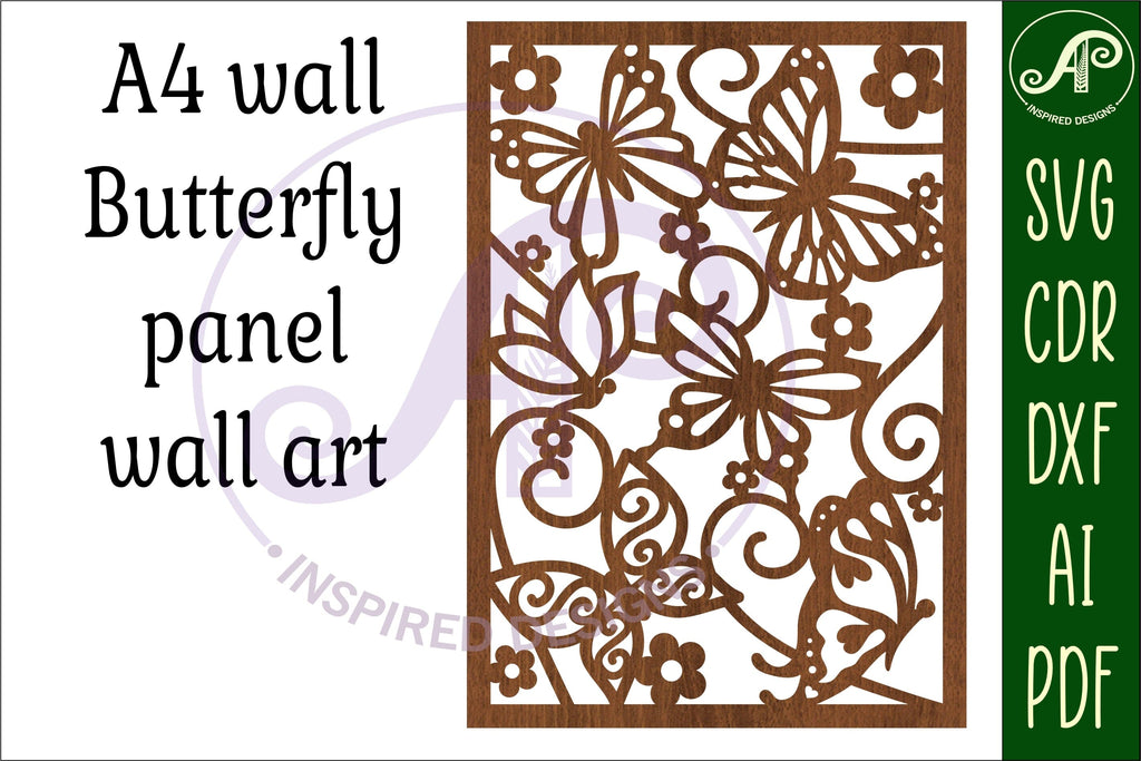 Butterflies A4 wall art sign, SVG file. vector file - So Fontsy