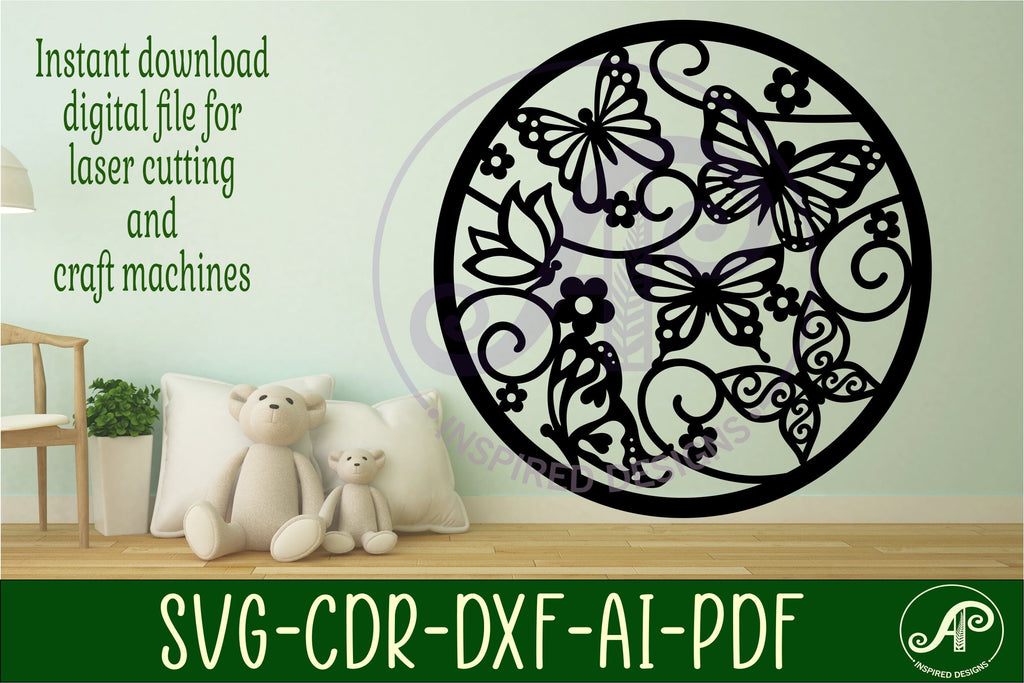 Butterflies wall art sign, SVG file. vector file - So Fontsy
