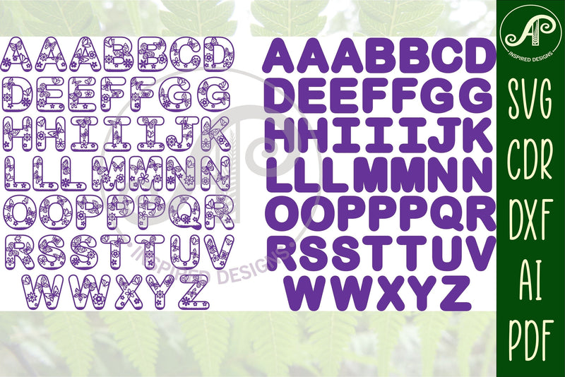 Butterfly and flower theme alphabet set. 2 layer 47 letters. - So Fontsy