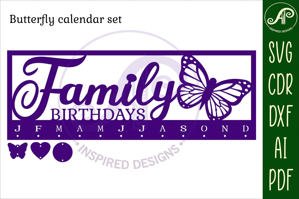 Butterfly Calendar set SVG laser cut file - So Fontsy