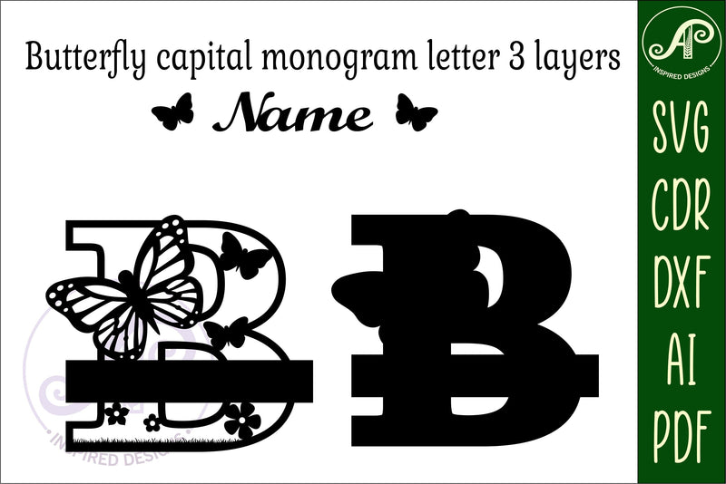 Butterfly Capital Monogram Letter B SVG - So Fontsy