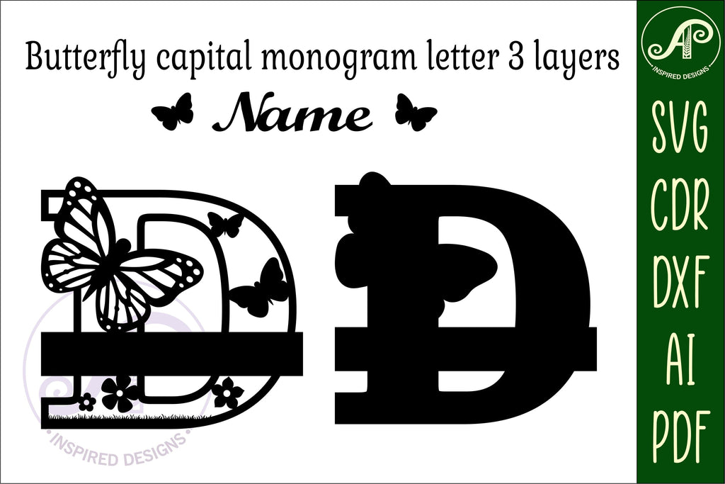 Butterfly Capital Monogram Letter D SVG - So Fontsy
