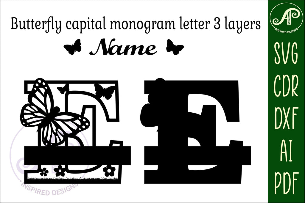 Butterfly Capital Monogram Letter E SVG - So Fontsy