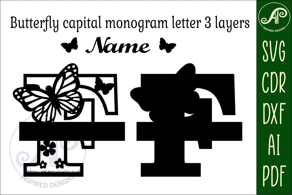 Butterfly Capital Monogram Letter F SVG - So Fontsy