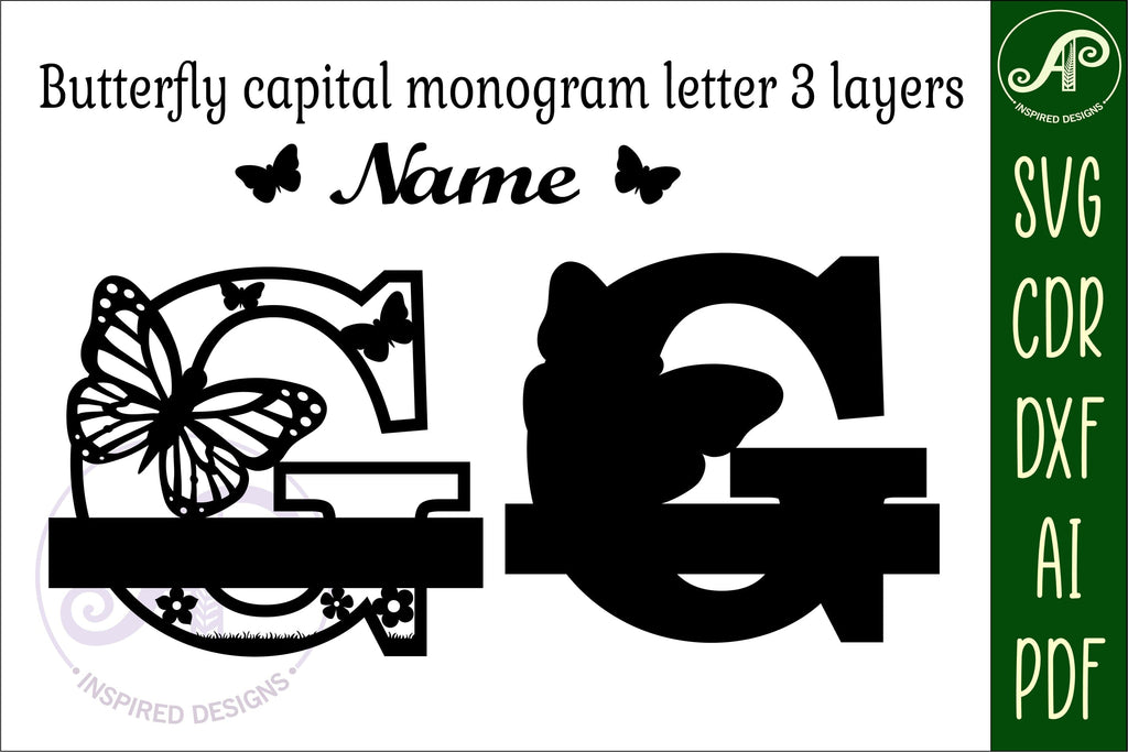 Butterfly Capital Monogram Letter G SVG - So Fontsy