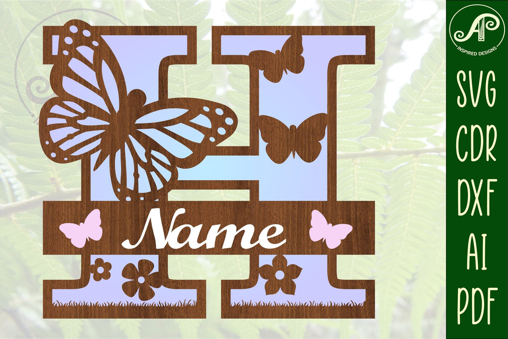 Butterfly Capital Monogram Letter H SVG - So Fontsy