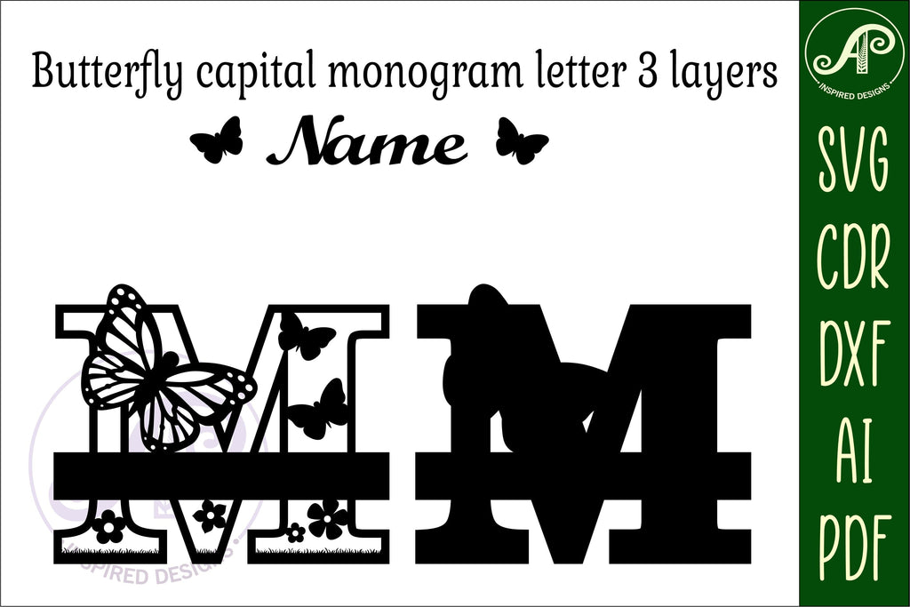 Butterfly Capital Monogram Letter M SVG - So Fontsy