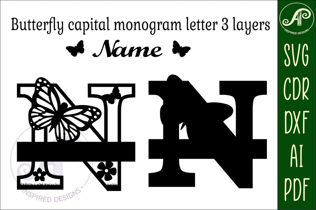 Butterfly Capital Monogram Letter N SVG - So Fontsy
