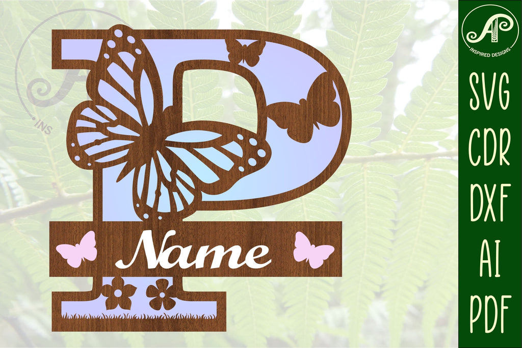 Butterfly Capital Monogram Letter P SVG - So Fontsy