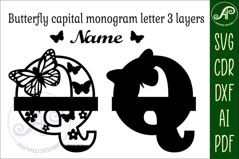 Butterfly Capital Monogram Letter Q SVG - So Fontsy