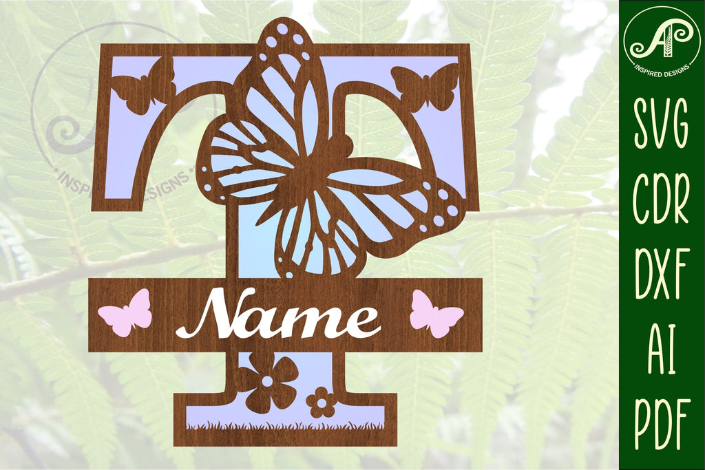 Butterfly Capital Monogram Letter T SVG - So Fontsy