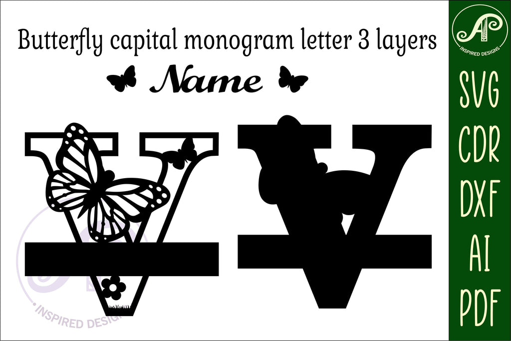 Butterfly Capital Monogram Letter V SVG - So Fontsy