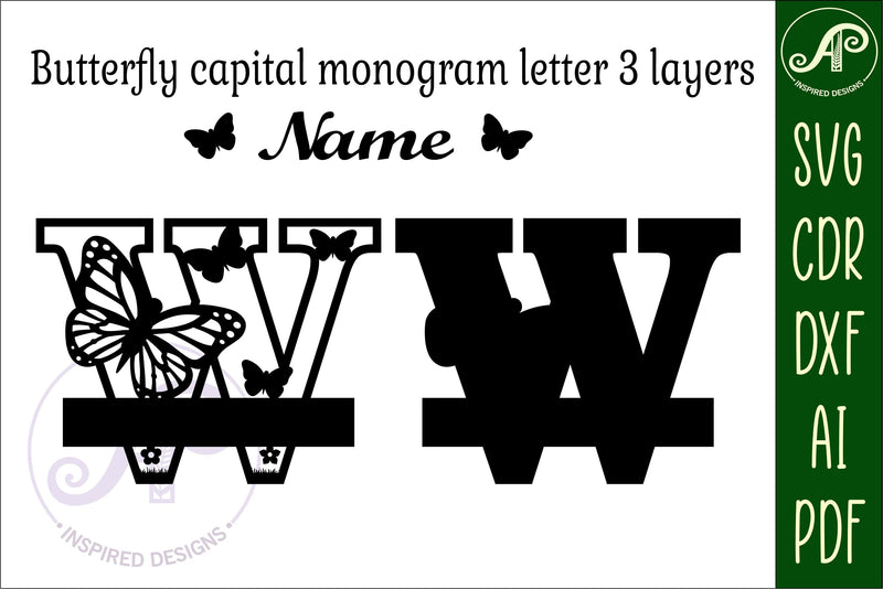Butterfly Capital Monogram Letter W SVG - So Fontsy