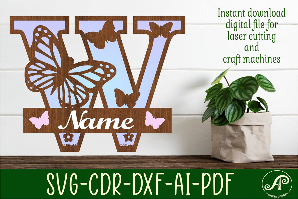 Butterfly Capital Monogram Letter W SVG - So Fontsy