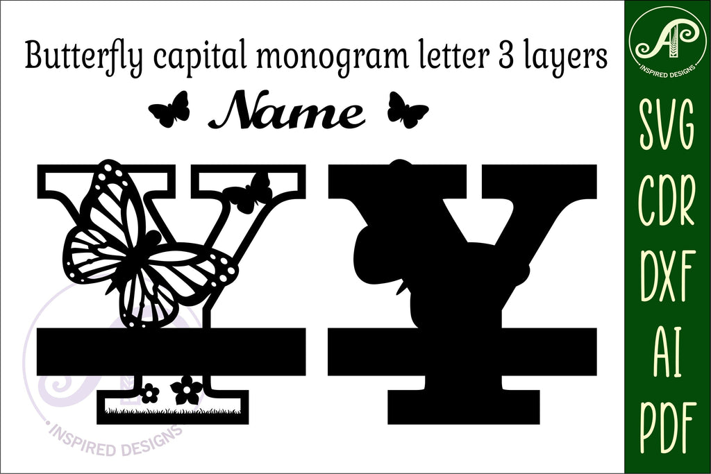Butterfly Capital Monogram Letter Y SVG - So Fontsy