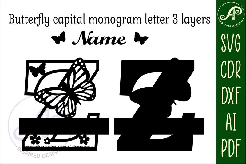 Butterfly Capital Monogram Letter Z SVG - So Fontsy
