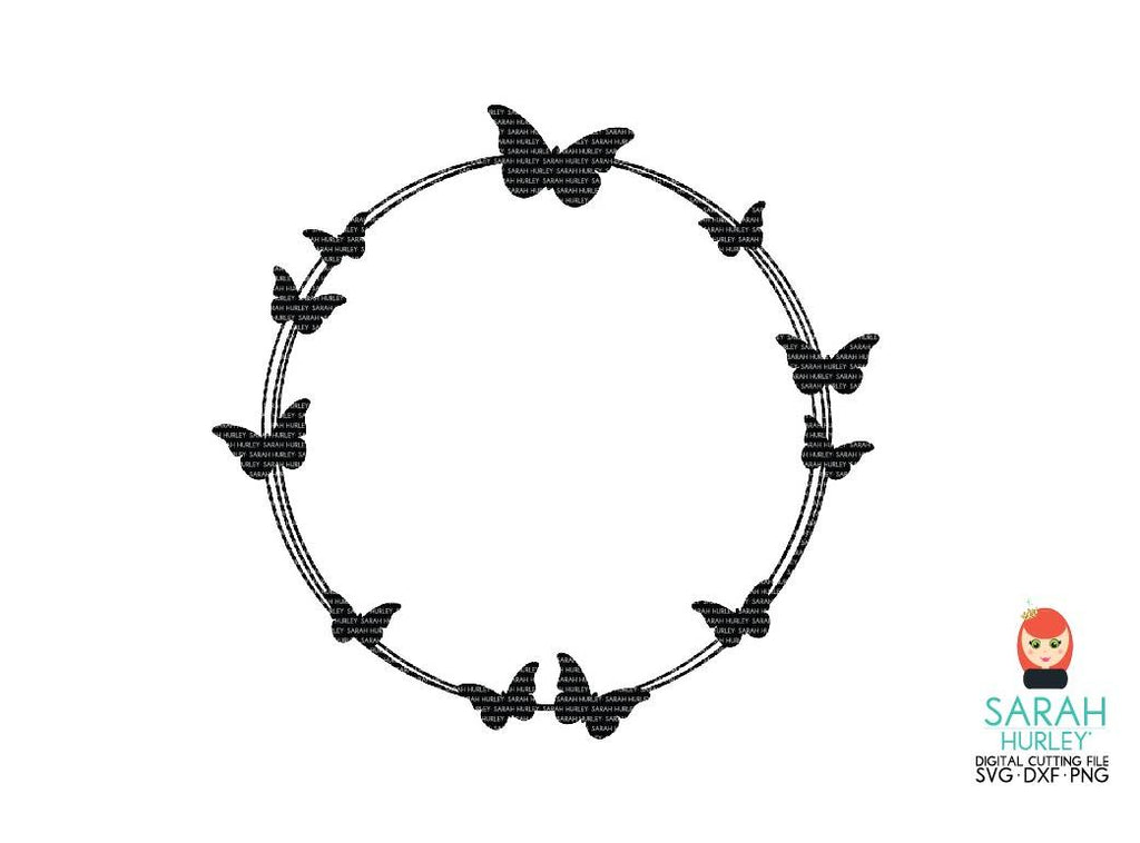 Butterfly Circle Frame - So Fontsy