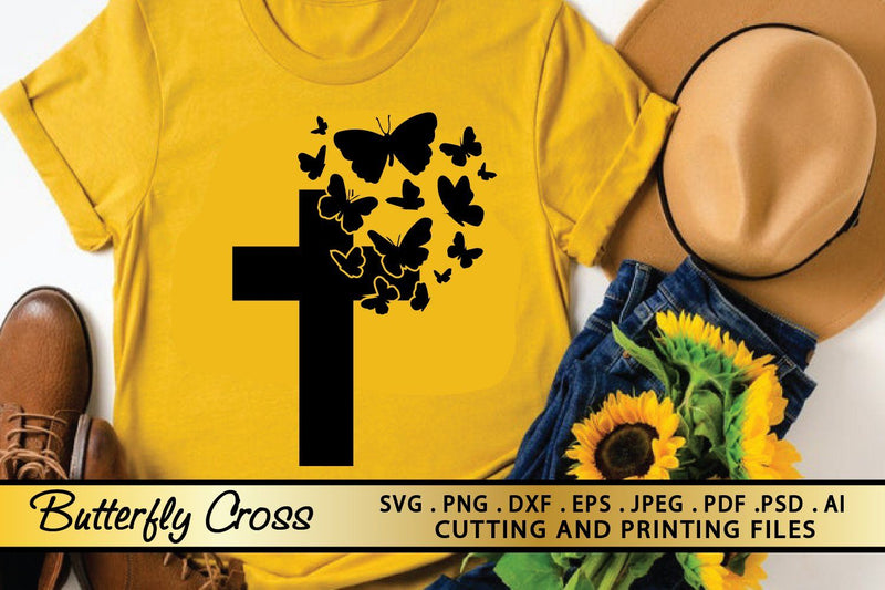 Butterfly Cross SVG PNG EPS DXF File Butterfly SVG Cross SVG - So Fontsy
