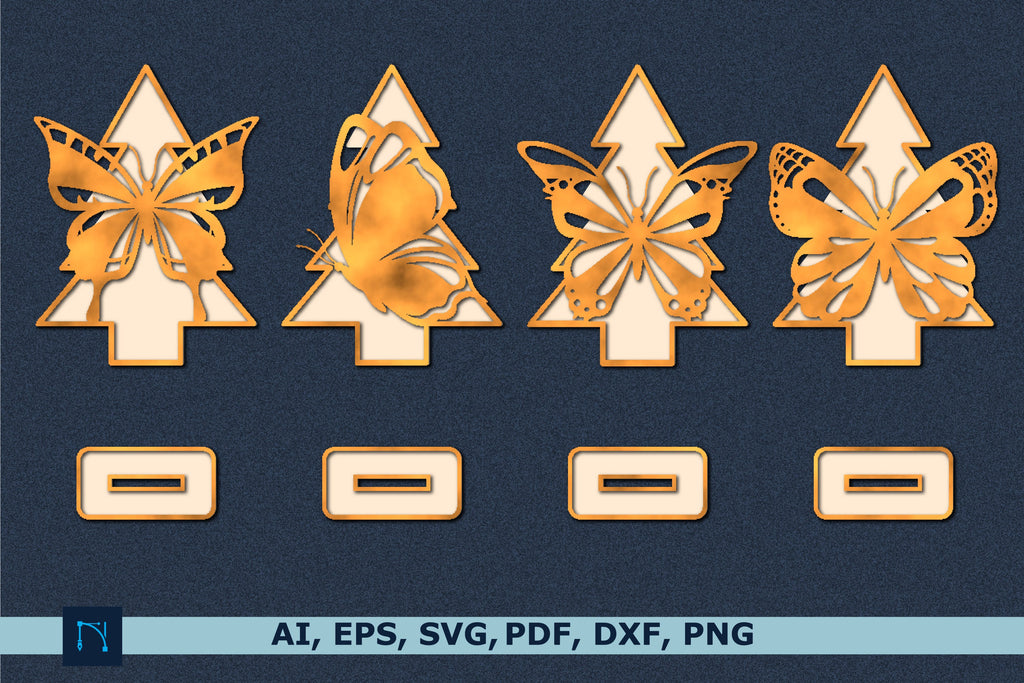 butterfly Laser-cut Tree stand SVG bundle - So Fontsy