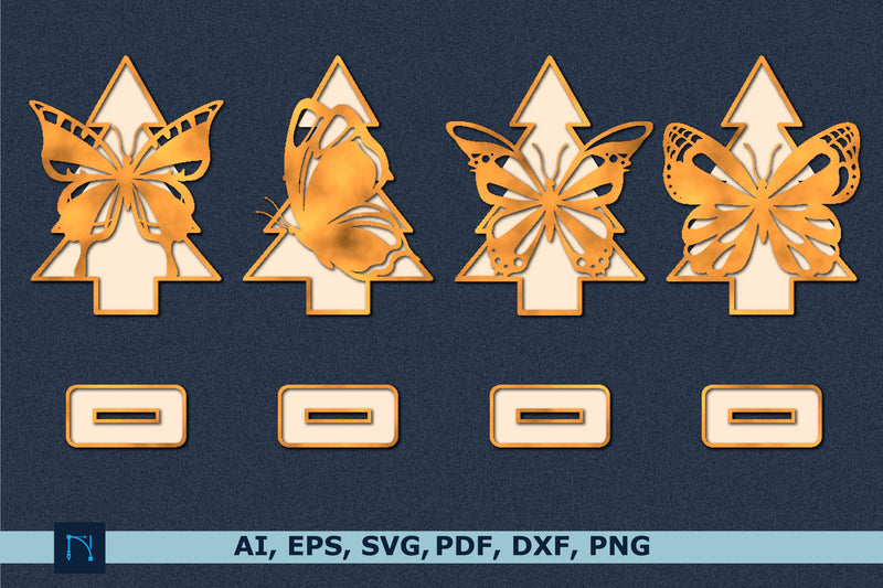 butterfly Laser-cut Tree stand SVG bundle - So Fontsy