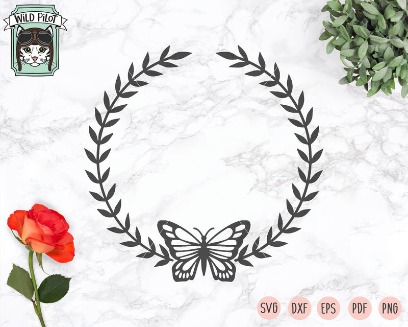 Butterfly Monogram Frames SVG Cut File - So Fontsy