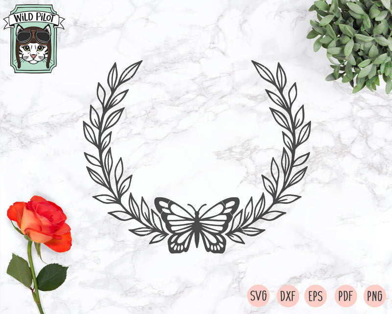 Butterfly Monogram Frames SVG Cut File - So Fontsy