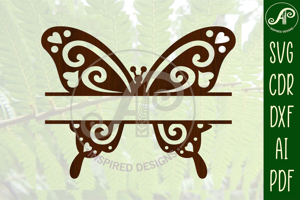 Butterfly Name sign svg laser cut template bundle - So Fontsy