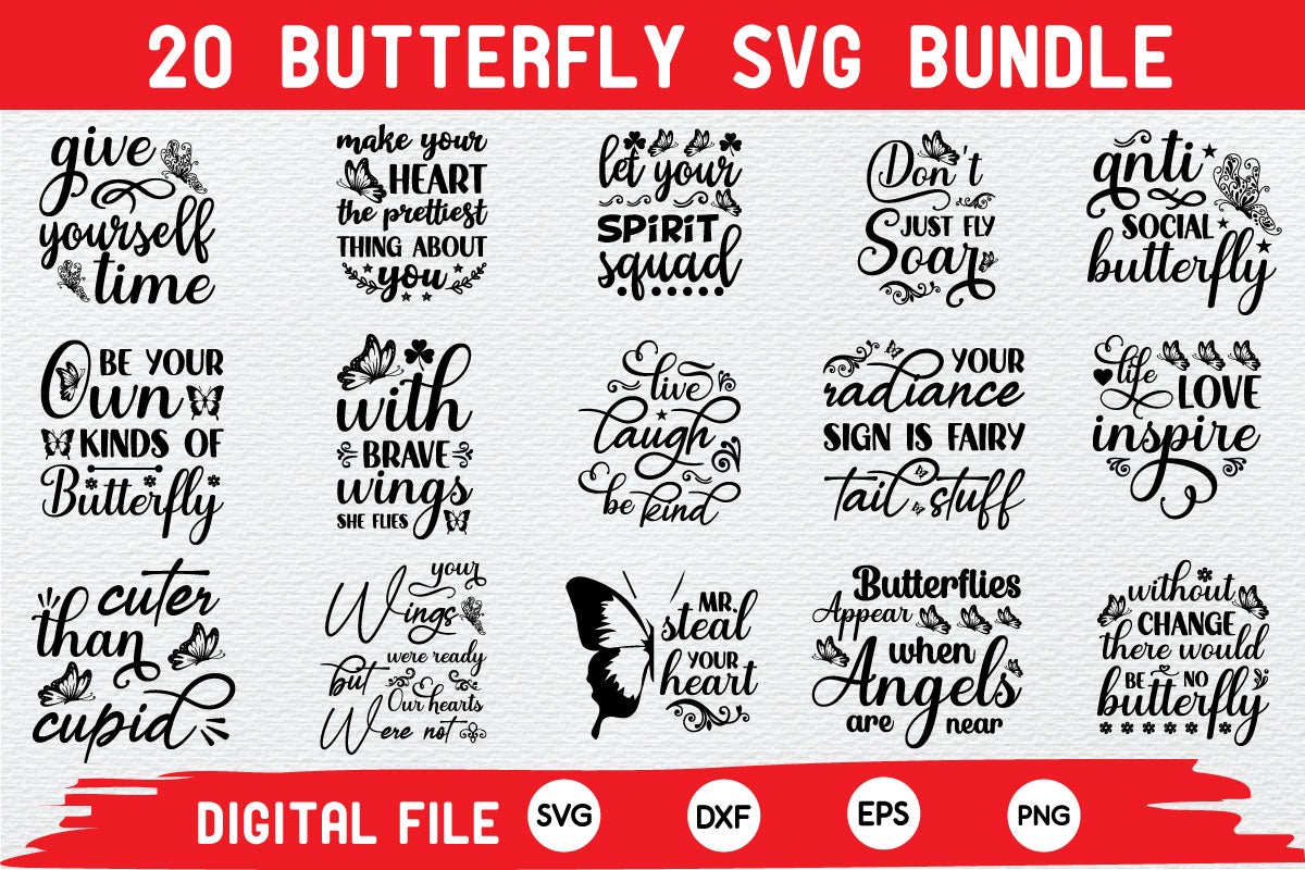 Butterfly Svg Bundle,Butterfly quotes Svg,cricut, silhouette - So Fontsy