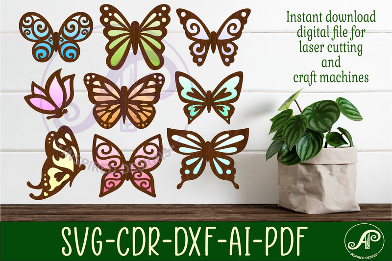 Butterfly two layer laser cut outs SVG files - So Fontsy