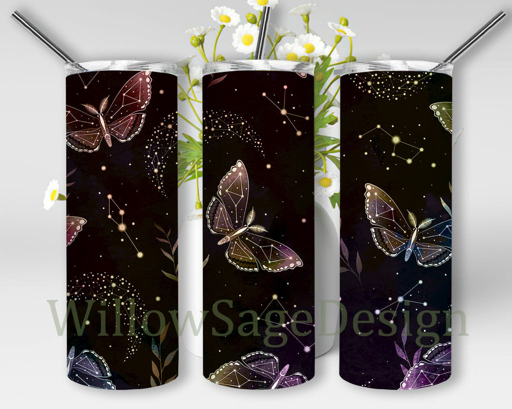 Butterfly Zodiac Tumbler Png, Boho Butterflies 20oz Skinny Tumbler ...