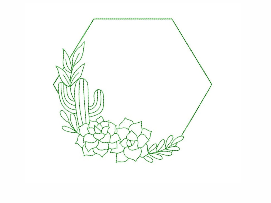 Cactus Frame Embroidery Design, 5 sizes - So Fontsy