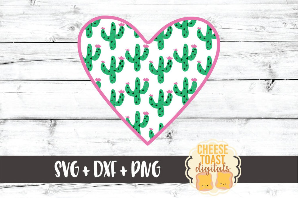 Cactus Heart - Flower Plant Design - SVG PNG DXF Cut Files - So Fontsy