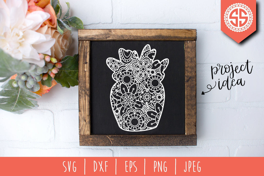 Cactus Mandala Zentangle Bundle - Set of 16 SVG - So Fontsy