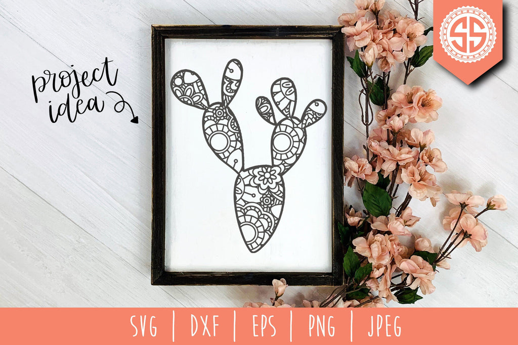 Cactus Mandala Zentangle Bundle - Set of 16 SVG - So Fontsy