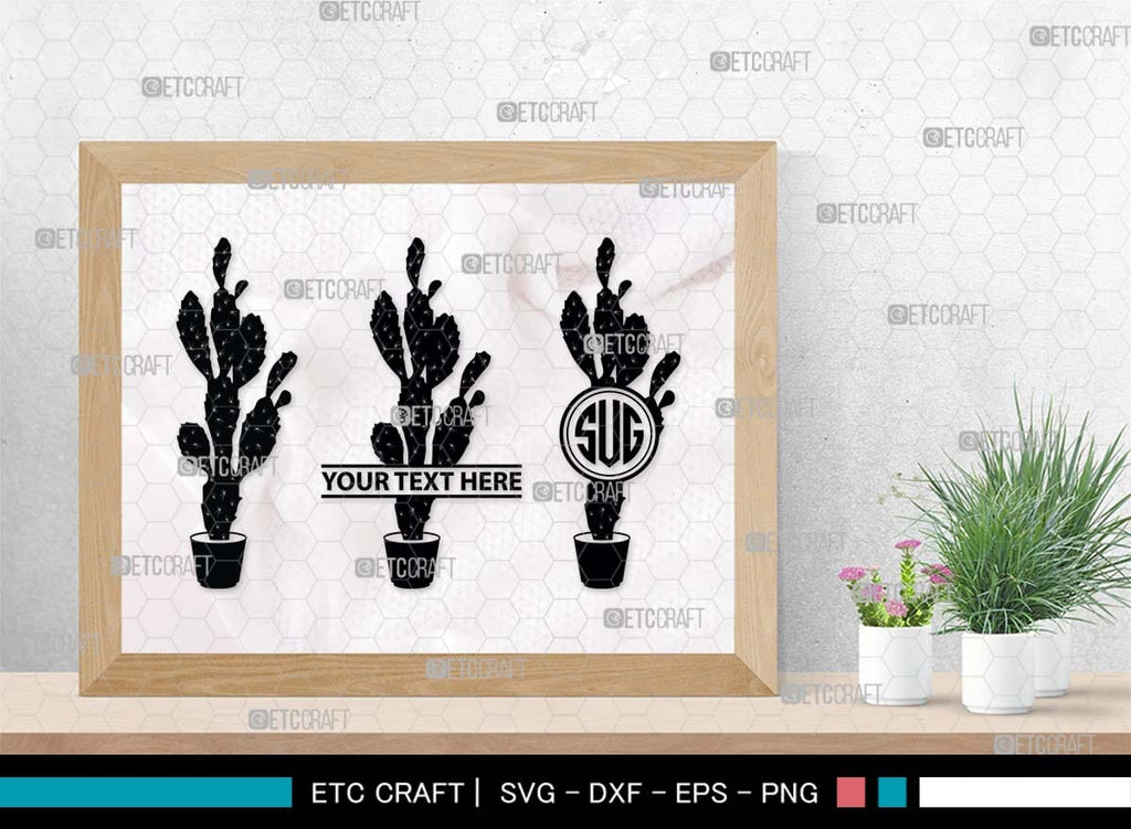 Cactus Monogram, Cactus Silhouette, Cactus SVG, Houseplant Svg ...