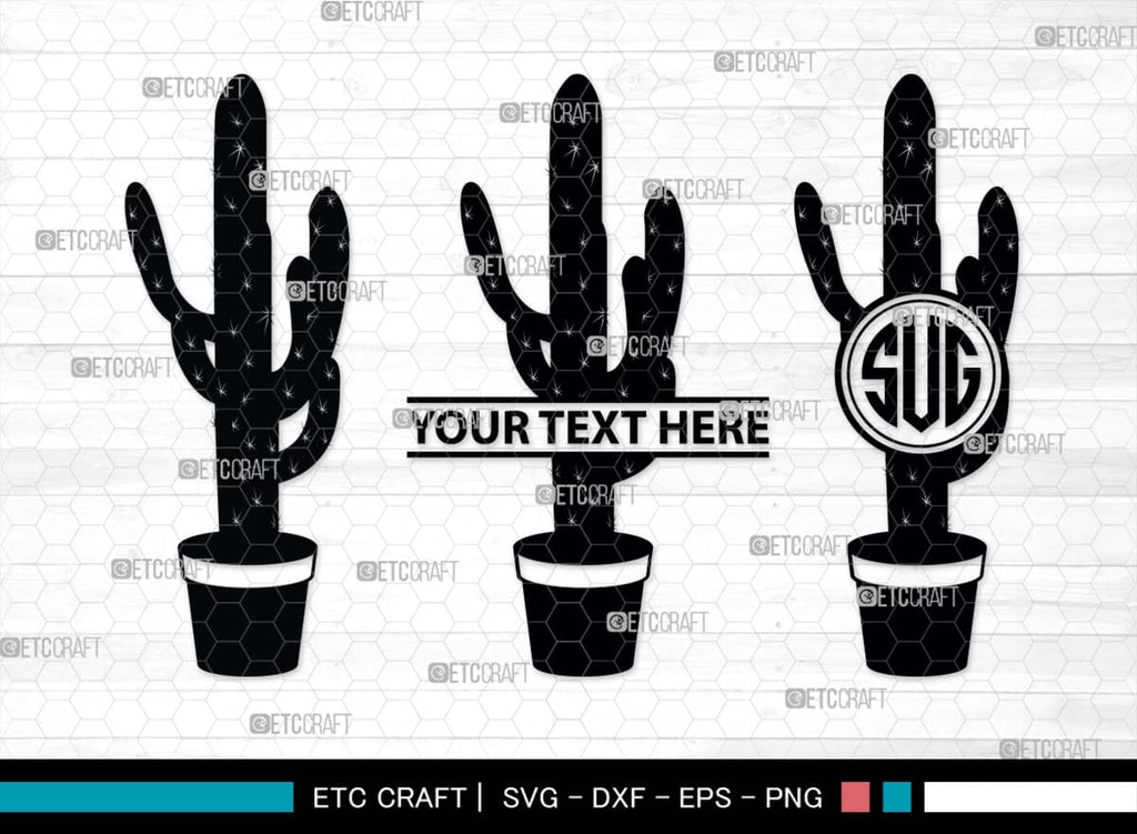 Cactus Monogram, Cactus Silhouette, Cactus SVG, Houseplant Svg ...
