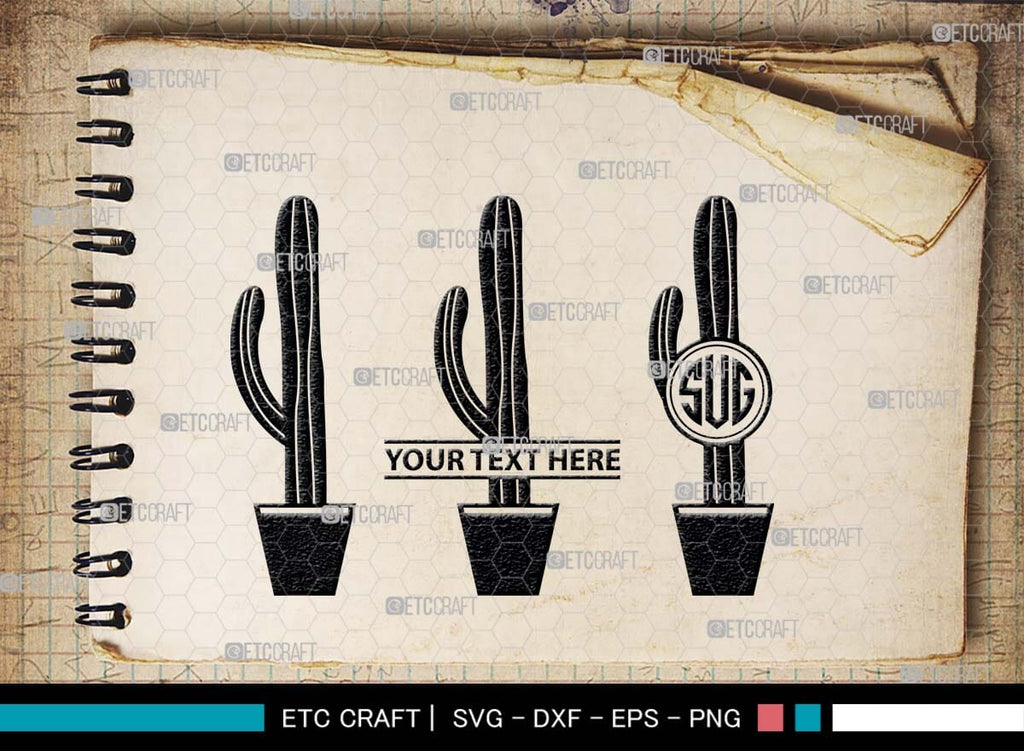 Cactus Monogram, Cactus Silhouette, Cactus SVG, Houseplant Svg ...