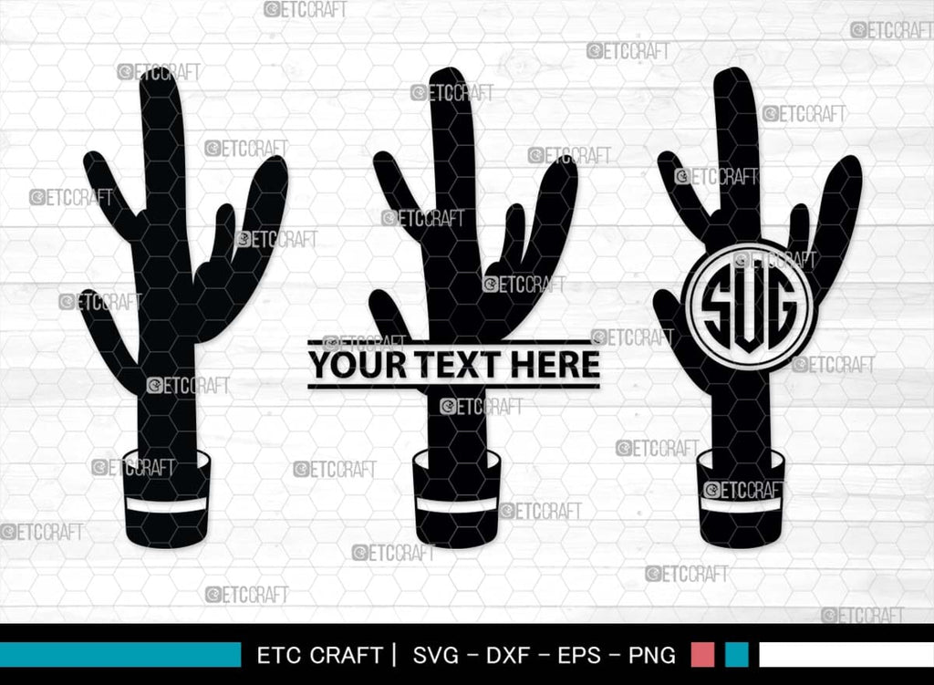 Cactus Monogram, Cactus Silhouette, Cactus SVG, Houseplant Svg ...