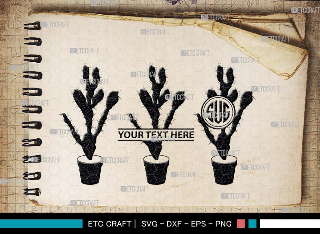 Cactus Monogram, Cactus Silhouette, Cactus SVG, Houseplant Svg ...