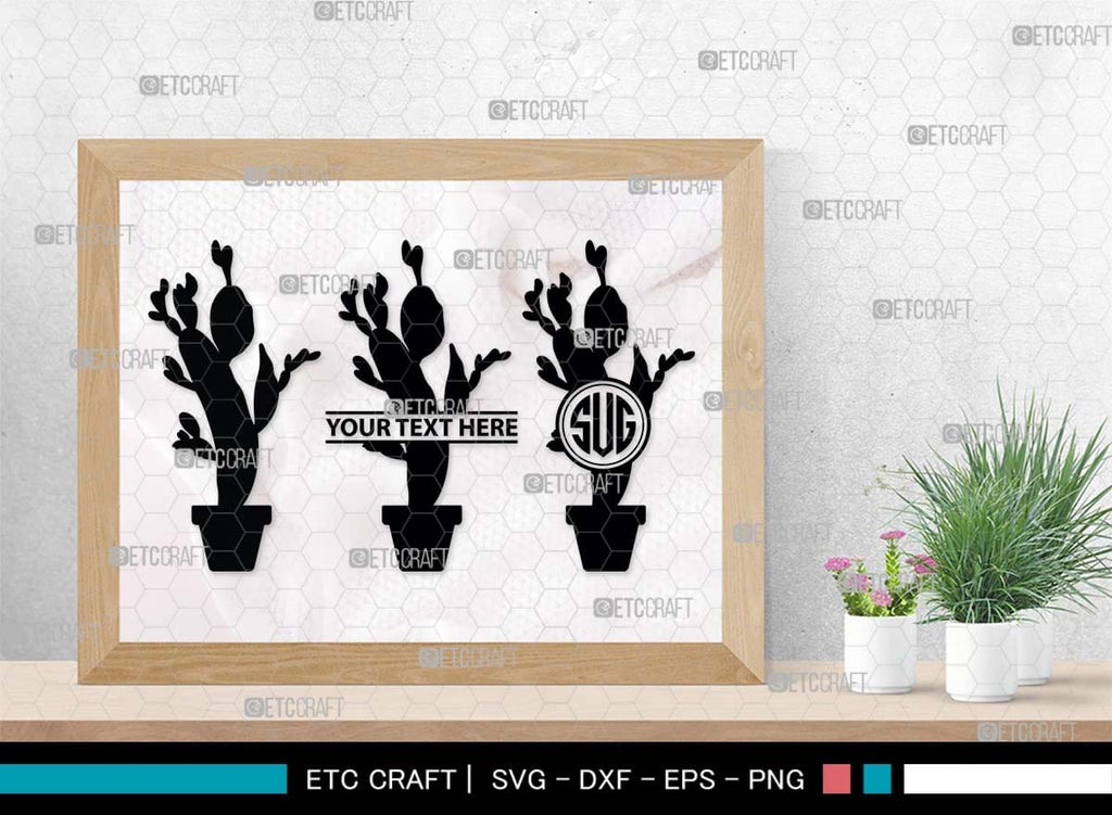 Cactus Monogram, Cactus Silhouette, Cactus SVG, Houseplant Svg ...