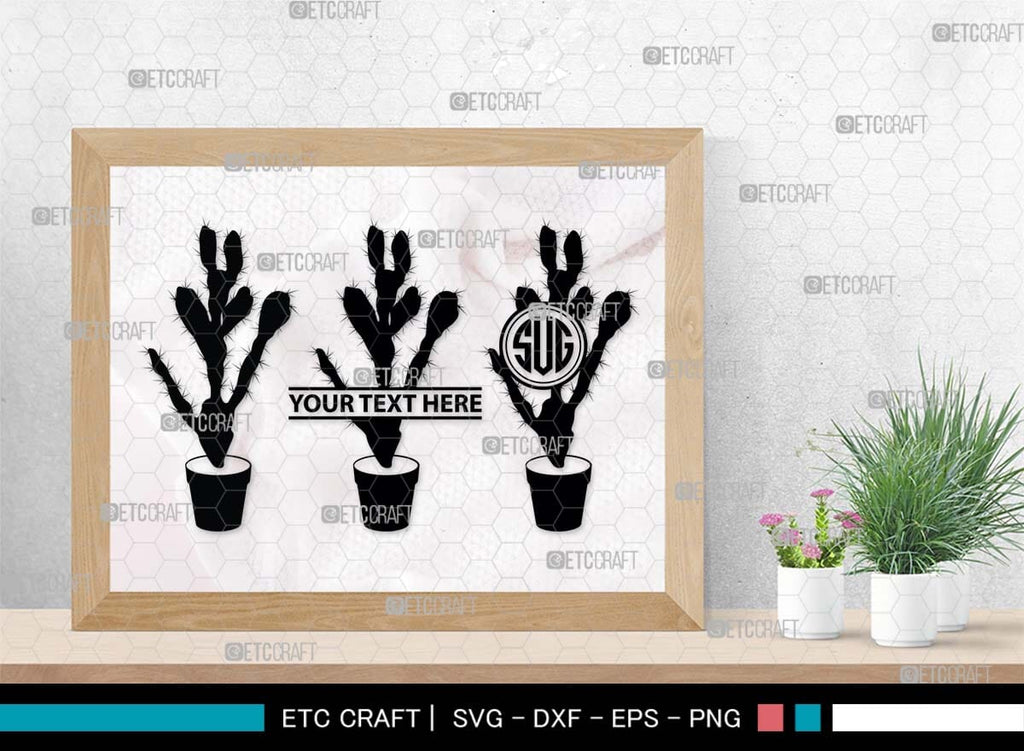 Cactus Monogram, Cactus Silhouette, Cactus SVG, Houseplant Svg ...