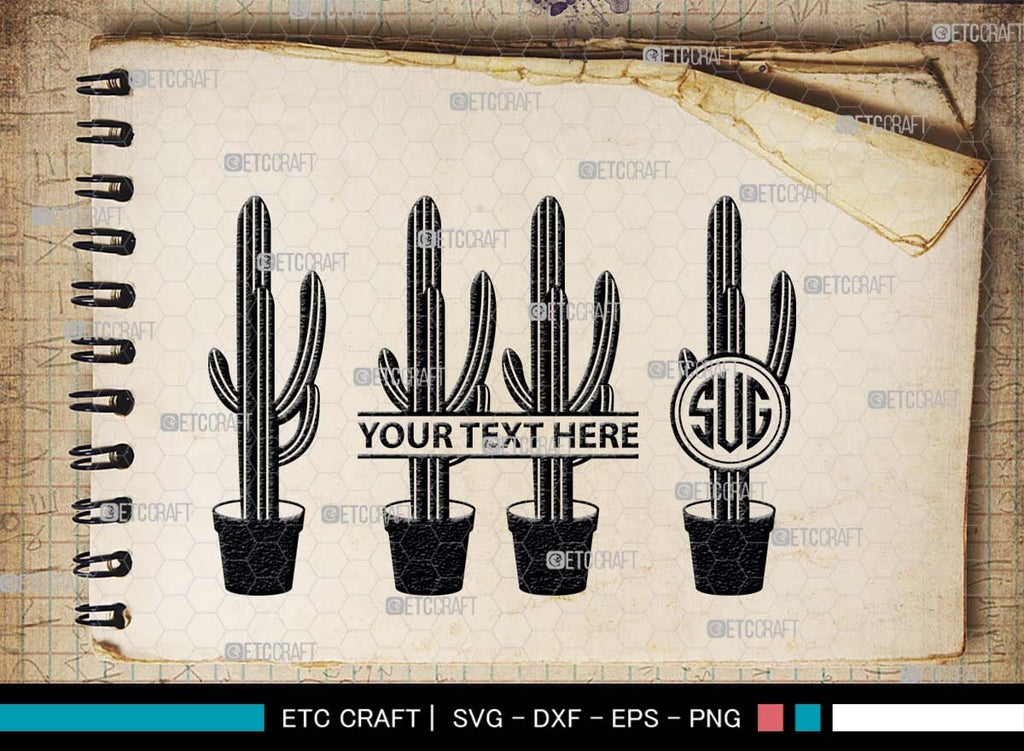 Cactus Monogram, Cactus Silhouette, Cactus SVG, Houseplant Svg ...