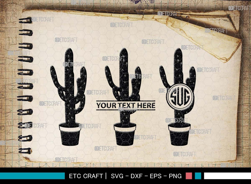Cactus Monogram, Cactus Silhouette, Cactus SVG, Houseplant Svg ...