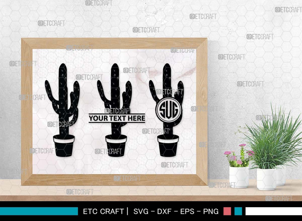 Cactus Monogram, Cactus Silhouette, Cactus SVG, Houseplant Svg ...