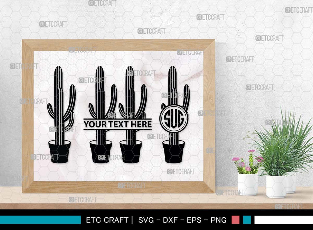 Cactus Monogram, Cactus Silhouette, Cactus SVG, Houseplant Svg ...