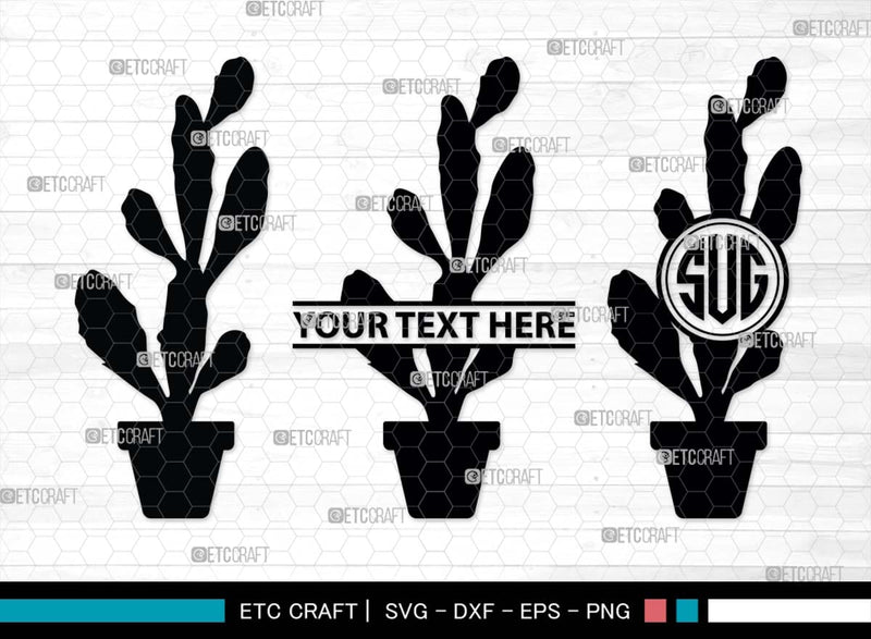 Cactus Monogram, Cactus Silhouette, Cactus SVG, Houseplant Svg ...