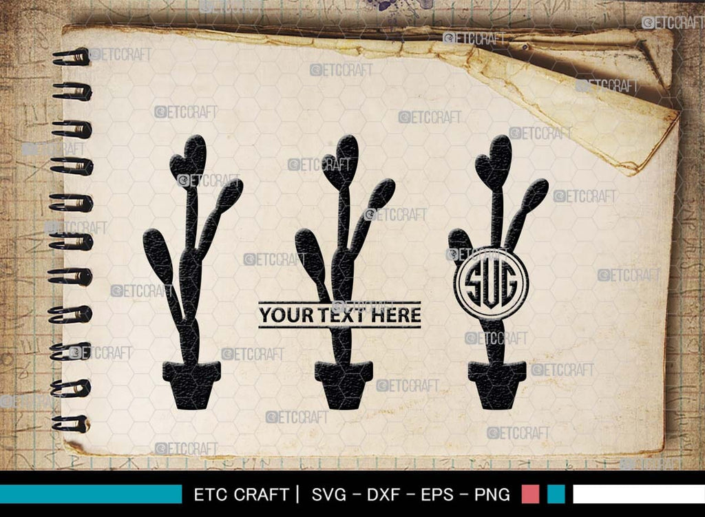 Cactus Monogram, Cactus Silhouette, Cactus SVG, Houseplant Svg ...