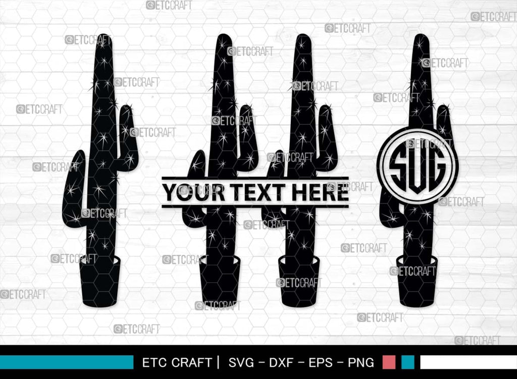 Cactus Monogram, Cactus Silhouette, Cactus SVG, Houseplant Svg ...