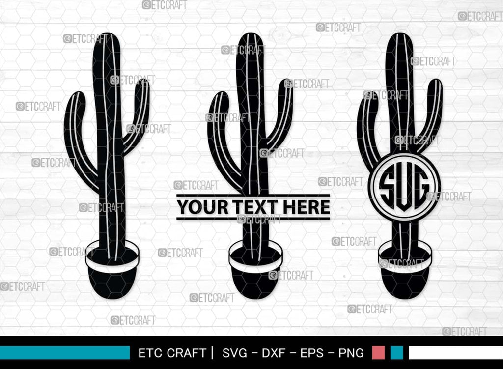 Cactus Monogram, Cactus Silhouette, Cactus SVG, Houseplant Svg ...