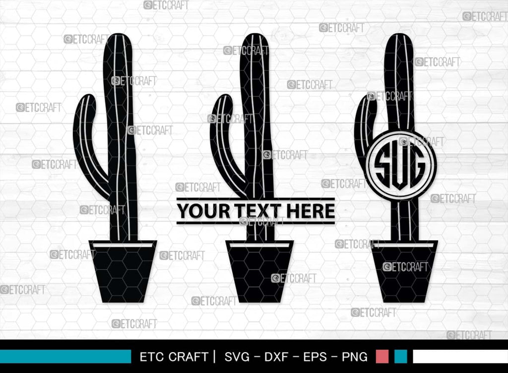 Cactus Monogram, Cactus Silhouette, Cactus SVG, Houseplant Svg ...